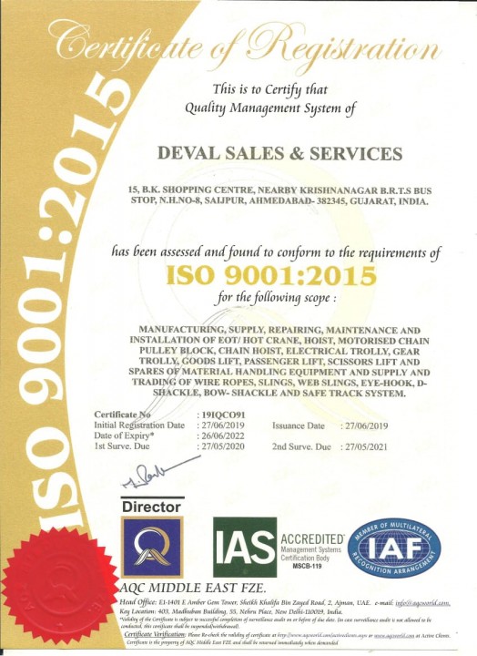 Deval Sales & Services – EOT Crane Manufacturer | Chain Pulley Blocks | Goods Lift & Elevator ...